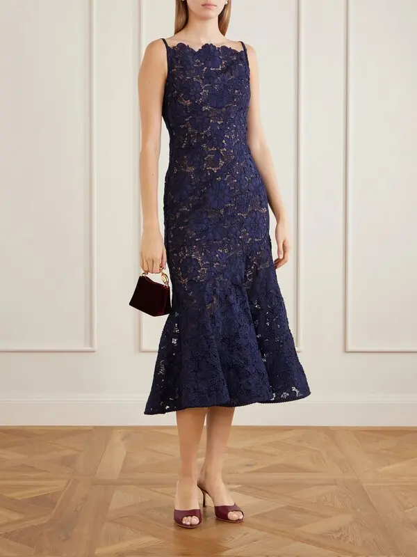 SELF-PORTRAIT Scalloped Lace Midi Dress
