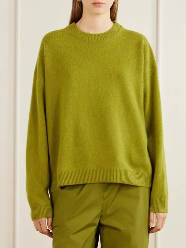 Staud Serrano Cashmere Crewneck Sweater - Bright Green