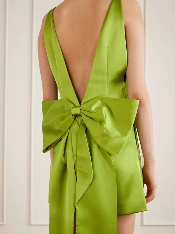 SELF-PORTRAIT Bow-detailed Satin Mini Dress