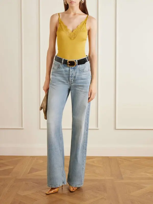 Saint Laurent Folie 110 Leather-trimmed Tpu Pumps