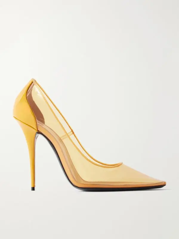 Saint Laurent Folie 110 Leather-trimmed Tpu Pumps - Yellow