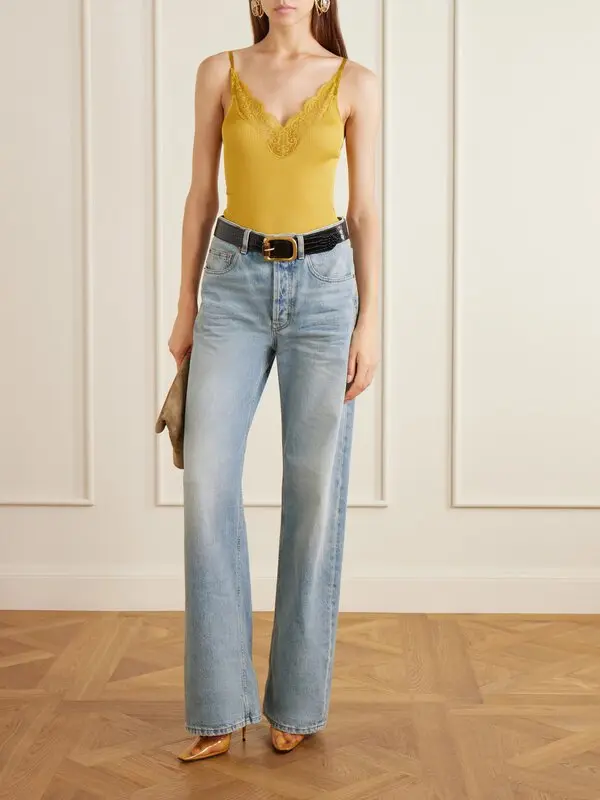 Saint Laurent Folie 110 Leather-trimmed Tpu Pumps - Yellow