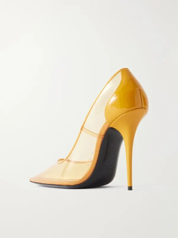 Saint Laurent Folie 110 Leather-trimmed Tpu Pumps - Yellow