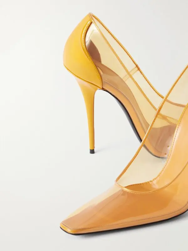 Saint Laurent Folie 110 Leather-trimmed Tpu Pumps - Yellow