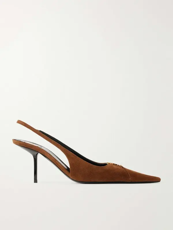 Saint Laurent Babylone Glossed-leather Slingback Pumps