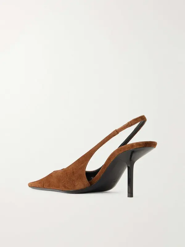 Saint Laurent Babylone Glossed-leather Slingback Pumps