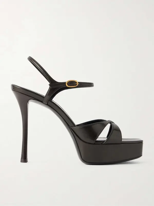 Saint Laurent Debbie Platform Sandals - Brown