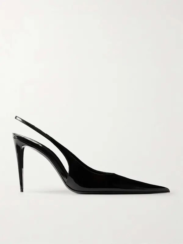 Saint Laurent Guermantes Patent-leather Slingback Pumps - Black