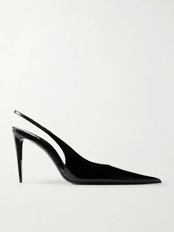 Saint Laurent Guermantes Patent Leather Slingback Pumps - Black