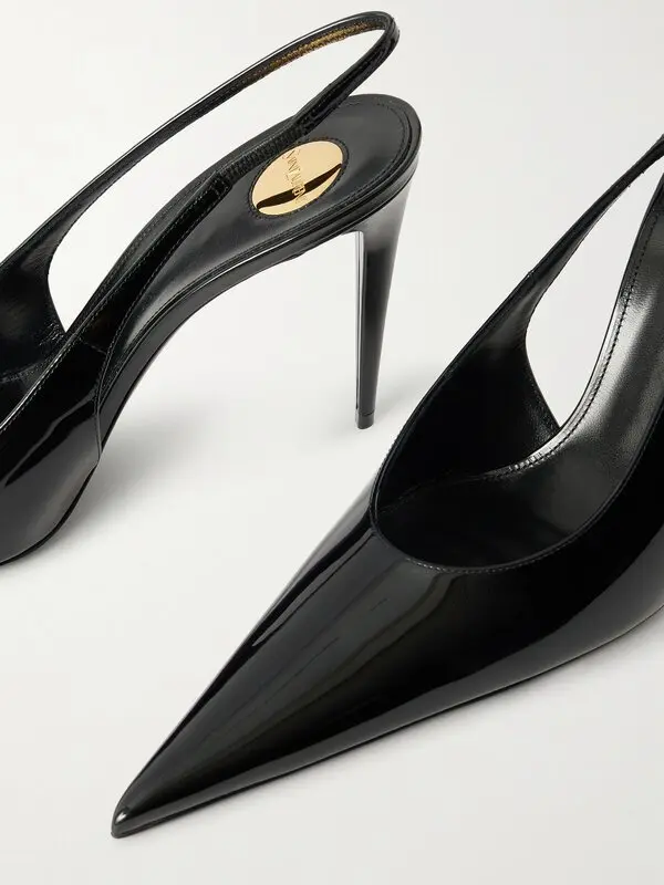 Saint Laurent Guermantes Patent-leather Slingback Pumps