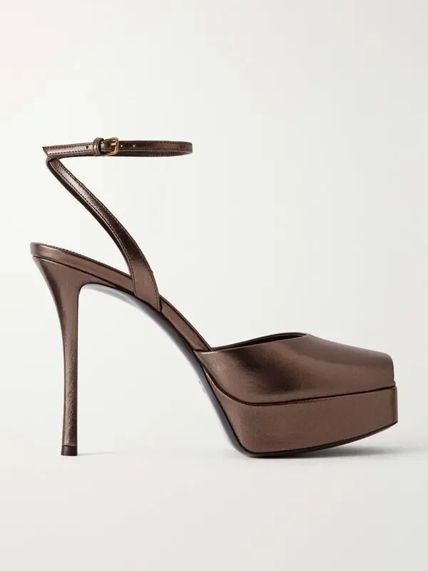Saint Laurent Le Scandale Metallic-leather Platform Pumps