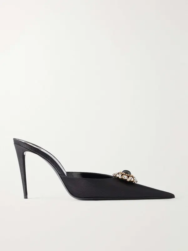Saint Laurent Cosmo 95 Crystal-embellished Faille Pumps