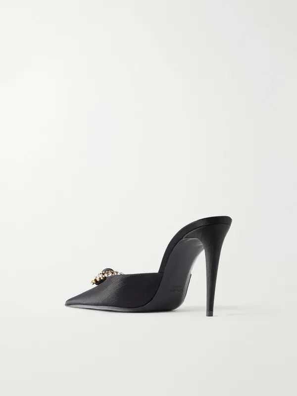 Saint Laurent Cosmo 95 Crystal-embellished Faille Mules