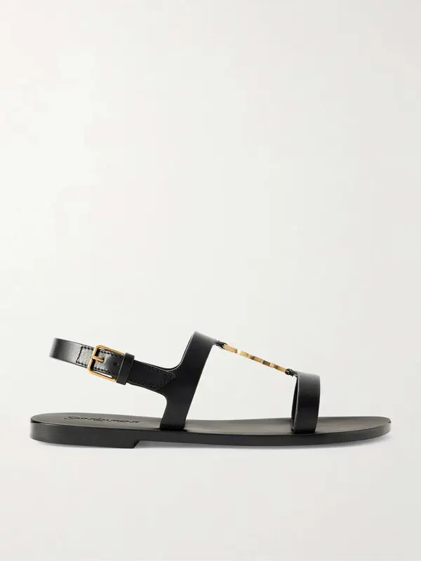 Saint Laurent Cassandra Embellished Leather Sandals