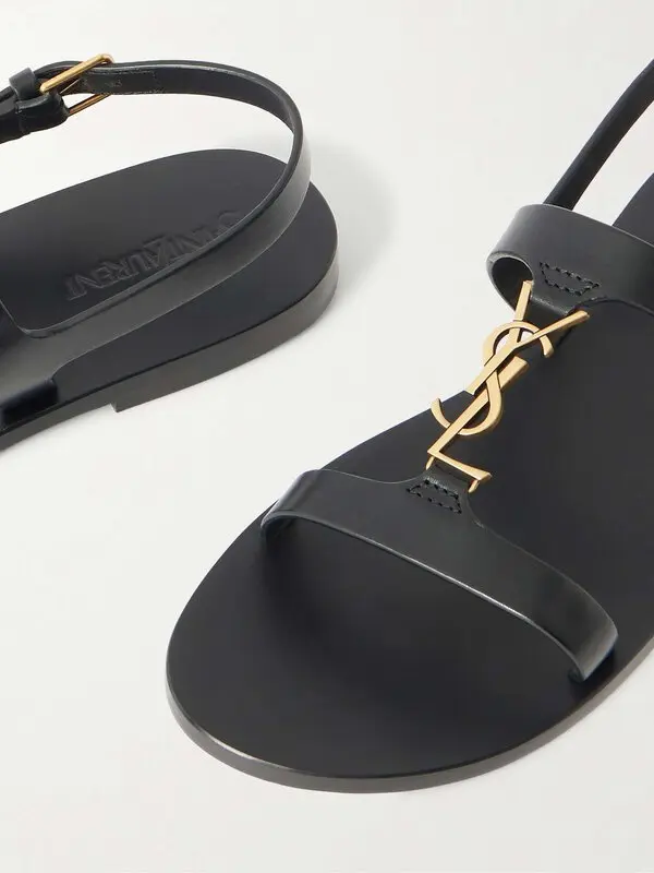 Saint Laurent Cassandra Embellished Leather Sandals