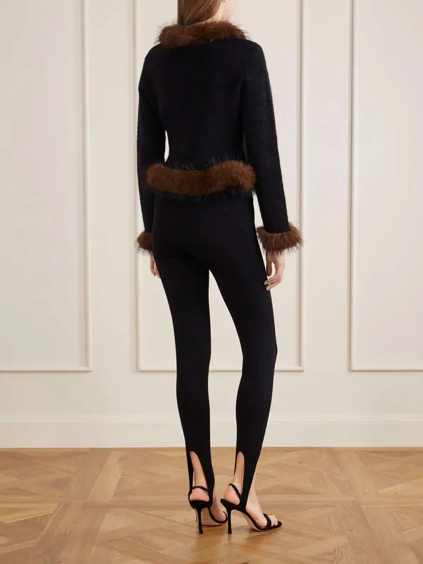 SELF-PORTRAIT Plush-trimmed Knitted Cardigan