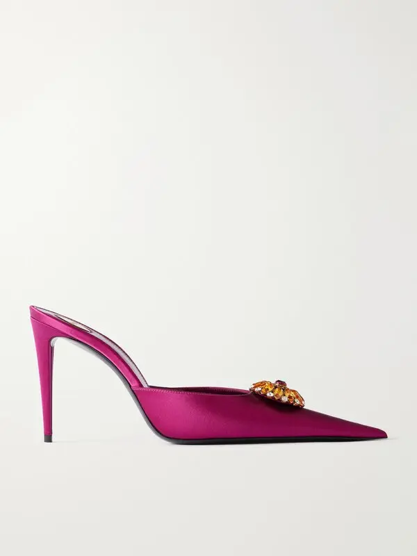 Saint Laurent Cosmo 95 Embellished Satin Mules