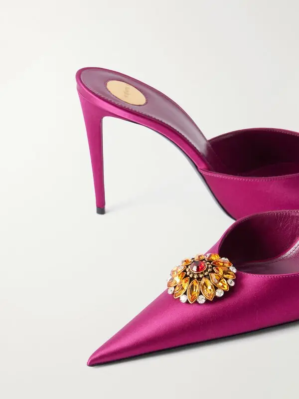 Saint Laurent Cosmo 95 Embellished Satin Mules