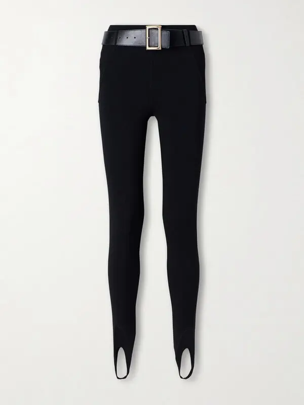 SELF-PORTRAIT Belted Stretch-jersey Stirrup Leggings