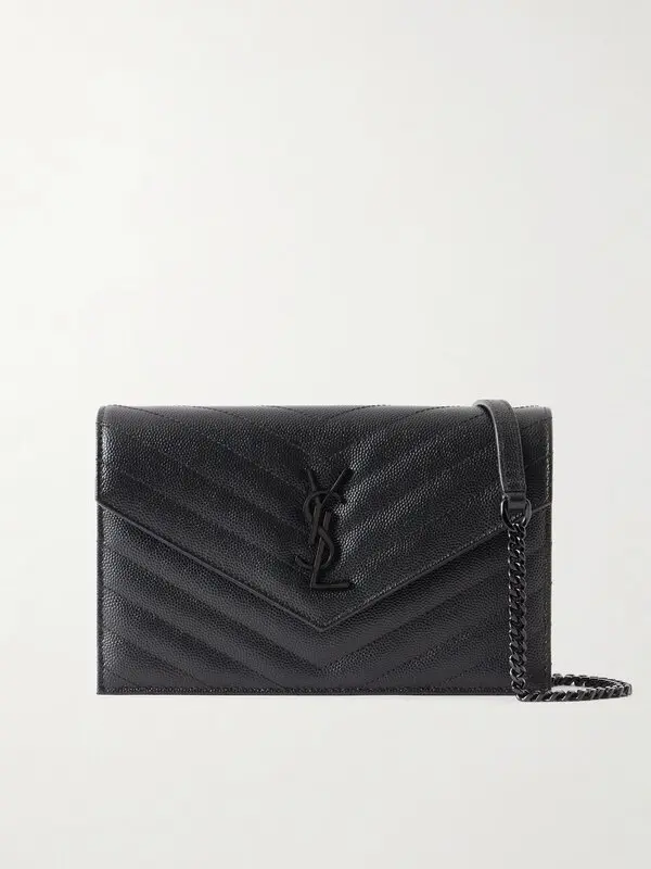 Saint Laurent Cassandre Mini Matelassé Textured-leather Shoulder Bag - Black