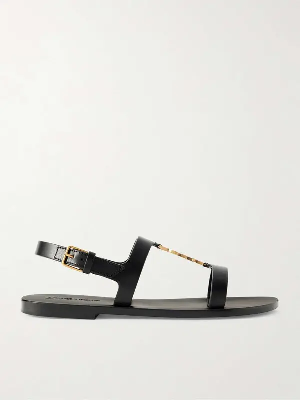 Saint Laurent Cassandra Embellished Leather Sandals