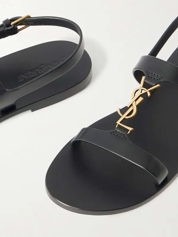 Saint Laurent Cassandra Embellished Leather Sandals