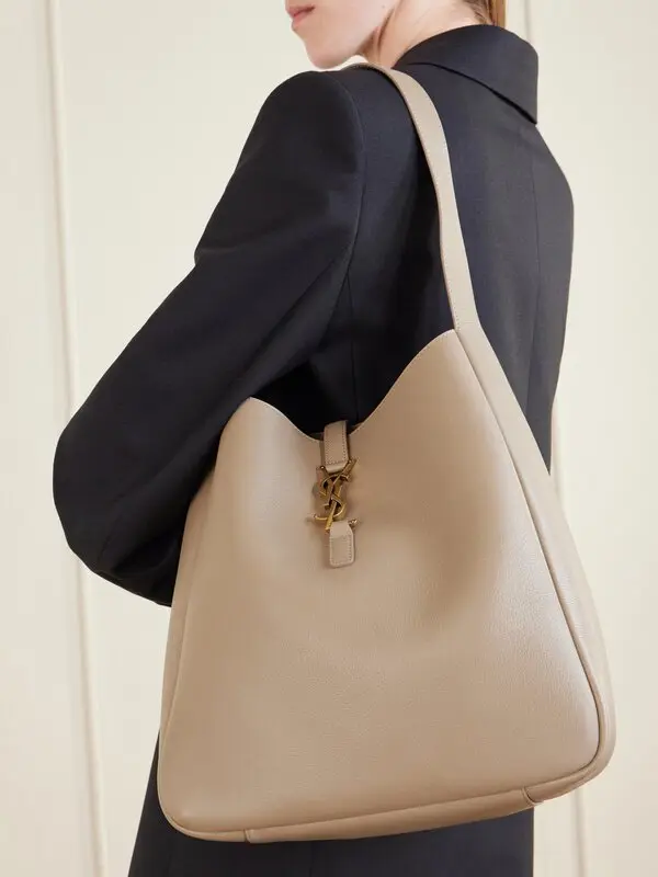 Saint Laurent Le 5 À 7 Leather Shoulder Bag - Gray