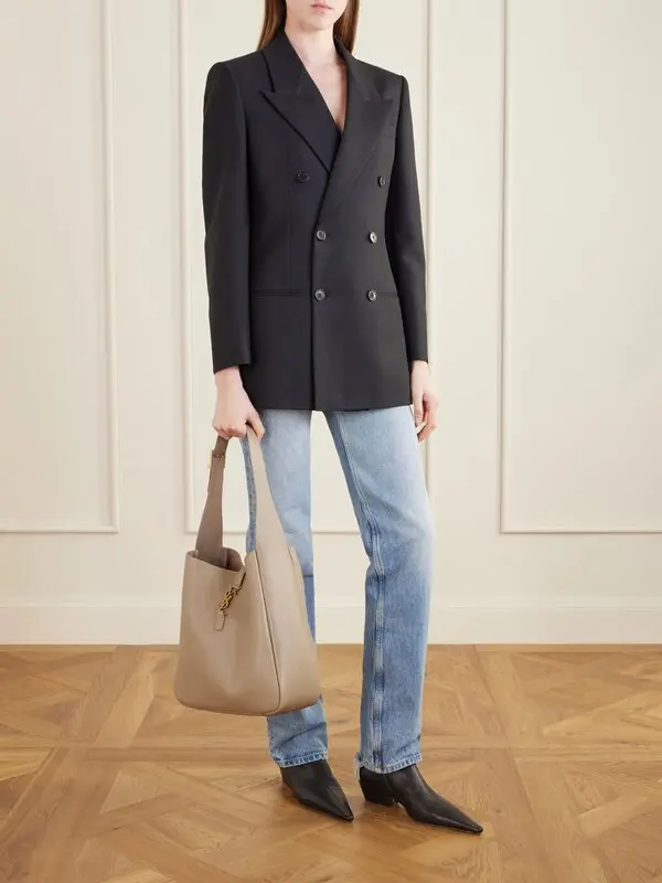 Saint Laurent Le 5 À 7 Leather Shoulder Bag - Gray