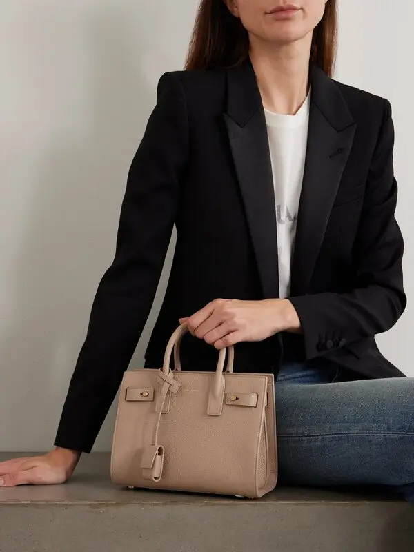 Saint Laurent Sac De Jour Nano Textured-leather Tote - Neutrals