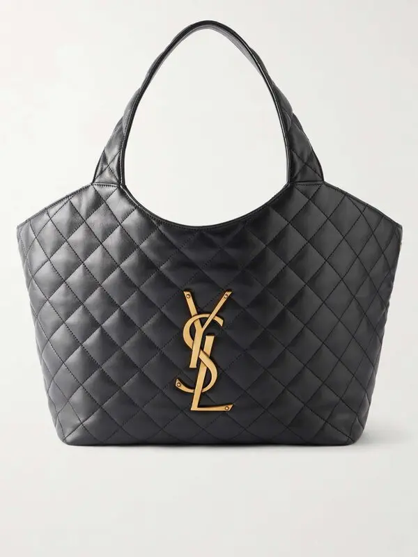 Saint Laurent Icare Logo-embellished Medium Matelassé Leather Tote