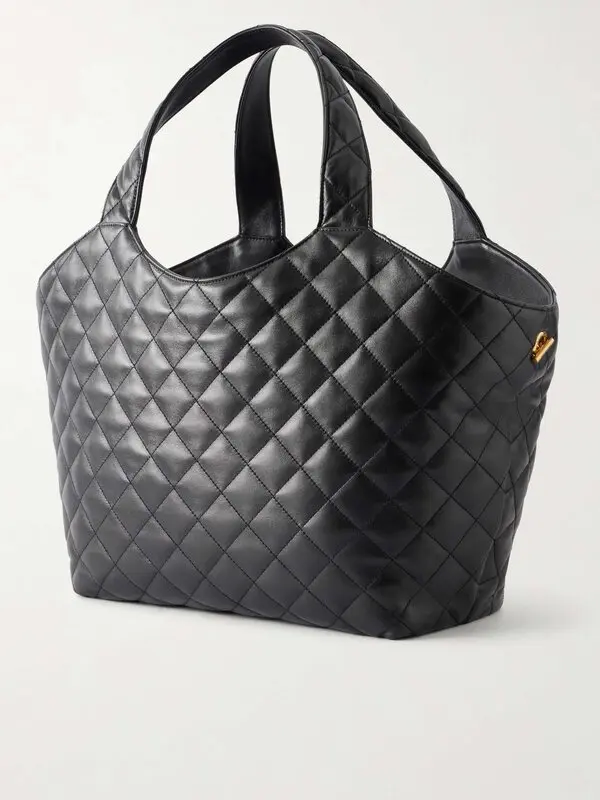 Saint Laurent Icare Logo-embellished Medium Matelassé Leather Tote