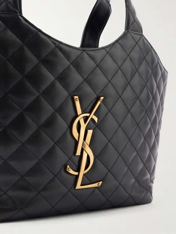 Saint Laurent Icare Logo-embellished Medium Matelassé Leather Tote