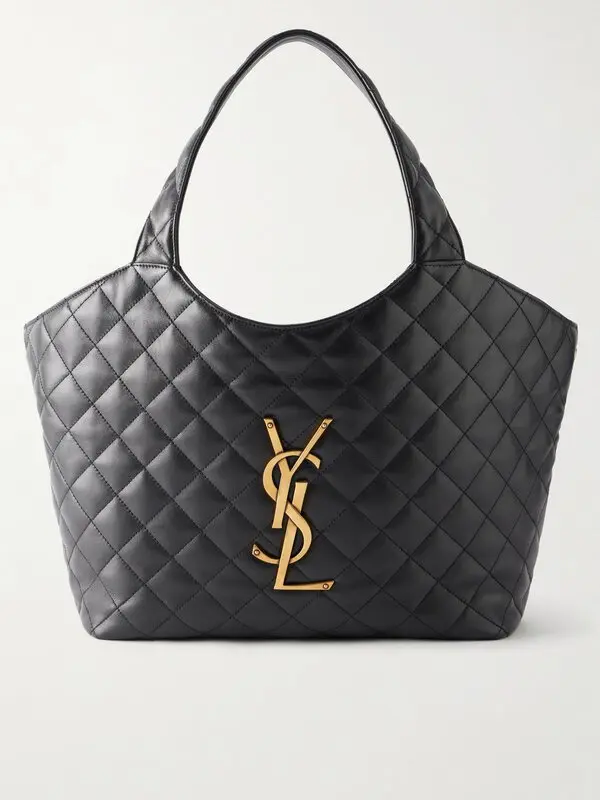 Saint Laurent Icare Medium Quilted Leather Tote - Black