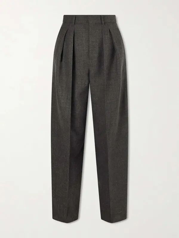 Saint Laurent Wool Wide-leg Pleated Pants