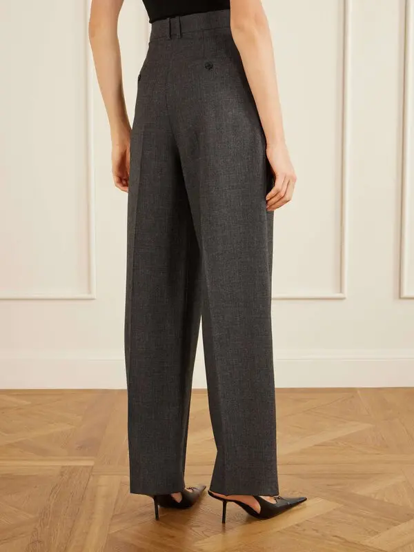 Saint Laurent Wool Wide-leg Pleated Pants
