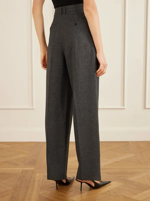 Saint Laurent Wool Wide-leg Pleated Trousers