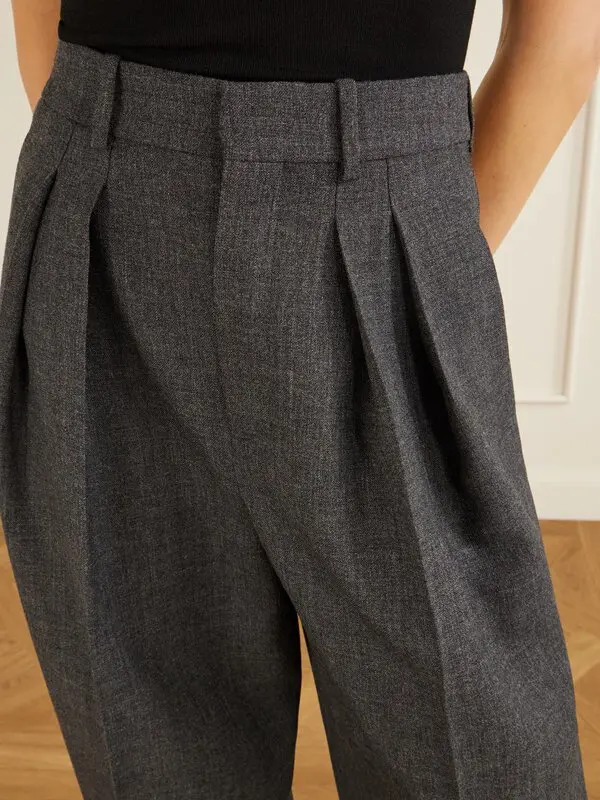 Saint Laurent Wool Wide-leg Pleated Trousers