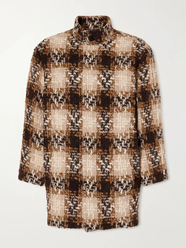 Saint Laurent Checked Wool-blend Tweed Jacket - Brown