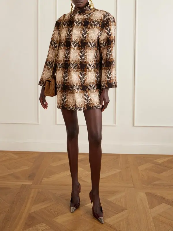 Saint Laurent Checked Wool-blend Tweed Jacket