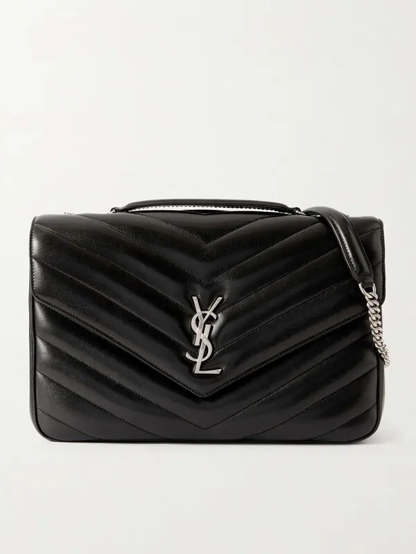 Saint Laurent Loulou Large Matelassé Leather Shoulder Bag - Black