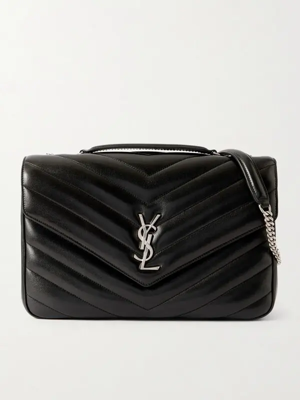 Saint Laurent Loulou Large Matelassé Leather Shoulder Bag - Black