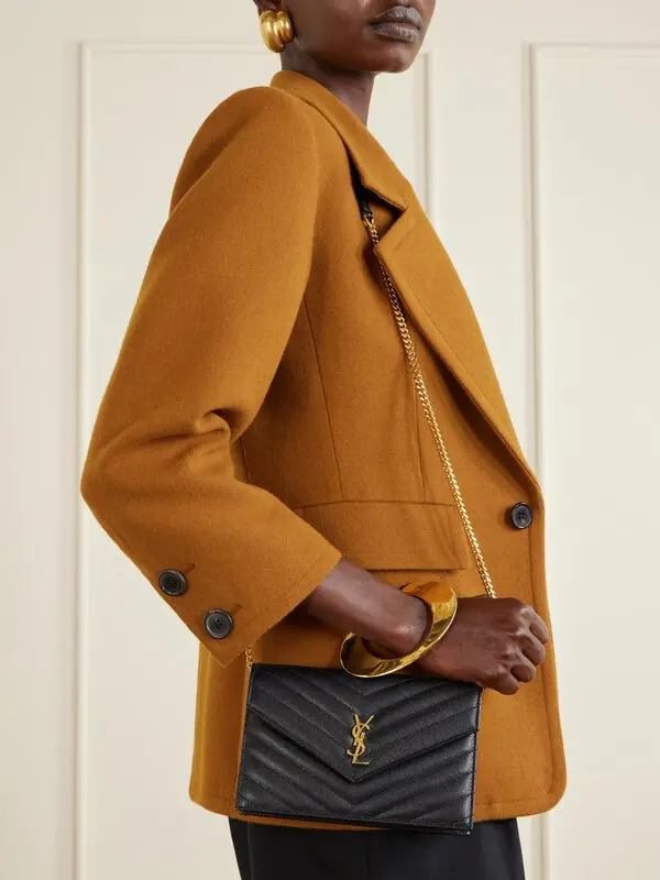 Saint Laurent Cassandre Envelope Chain Mini Matelassé Leather Wallet