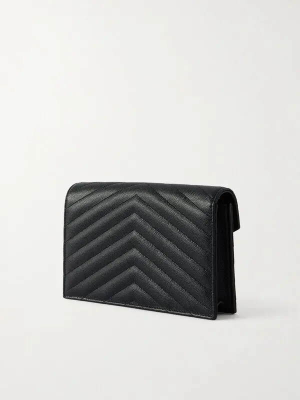 Saint Laurent Cassandre Envelope Chain Mini Matelassé Leather Wallet