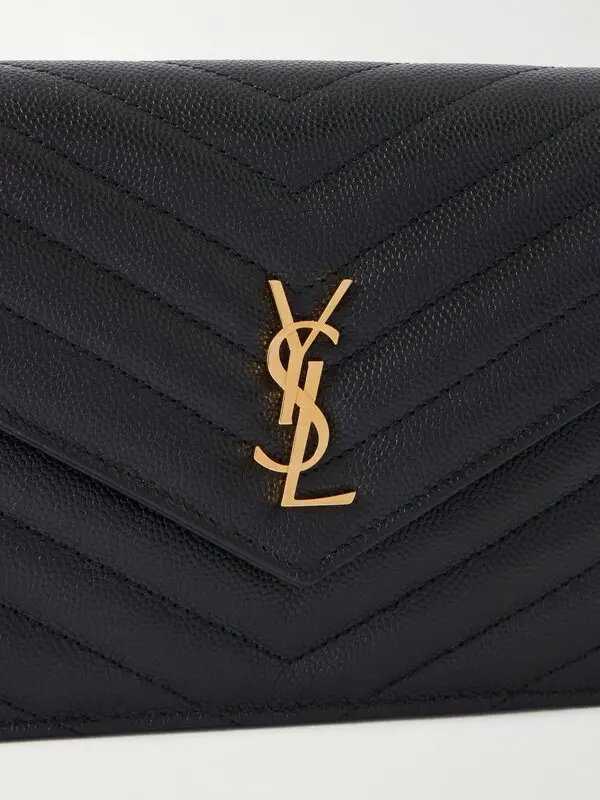Saint Laurent Cassandre Envelope Chain Mini Matelassé Leather Wallet