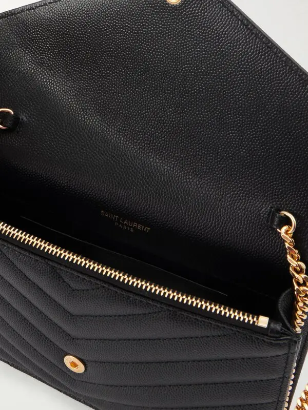 Saint Laurent Cassandre Envelope Chain Mini Matelassé Leather Wallet