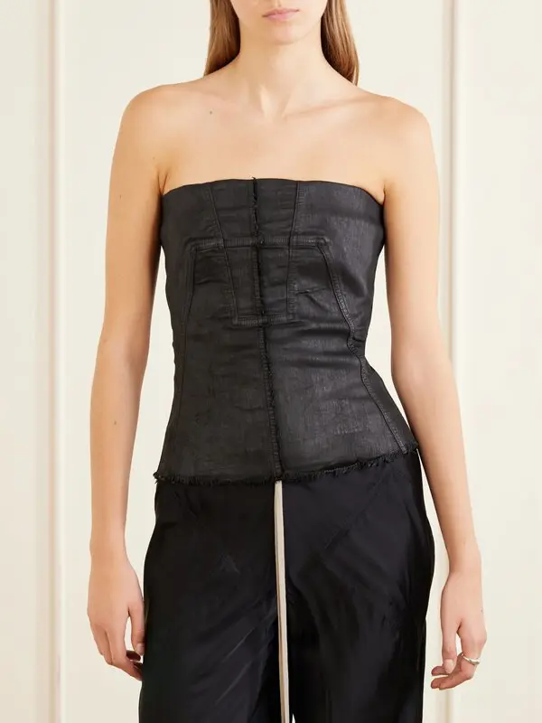 Rick Owens Temple Denim Strapless Bustier