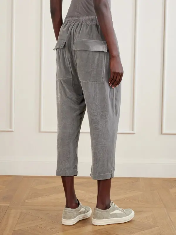 Rick Owens Cropped Velvet Tapered Pants