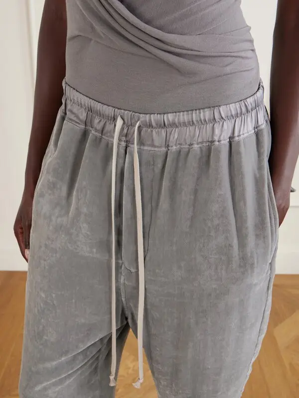 Rick Owens Cropped Velvet Tapered Pants