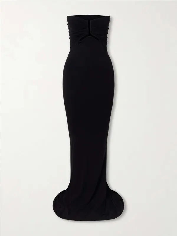 Rick Owens Allanah Strapless Draped Jersey Maxi Dress - Black