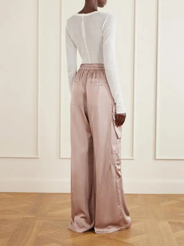 Rick Owens Cargobelas Charmeuse Wide-leg Pants